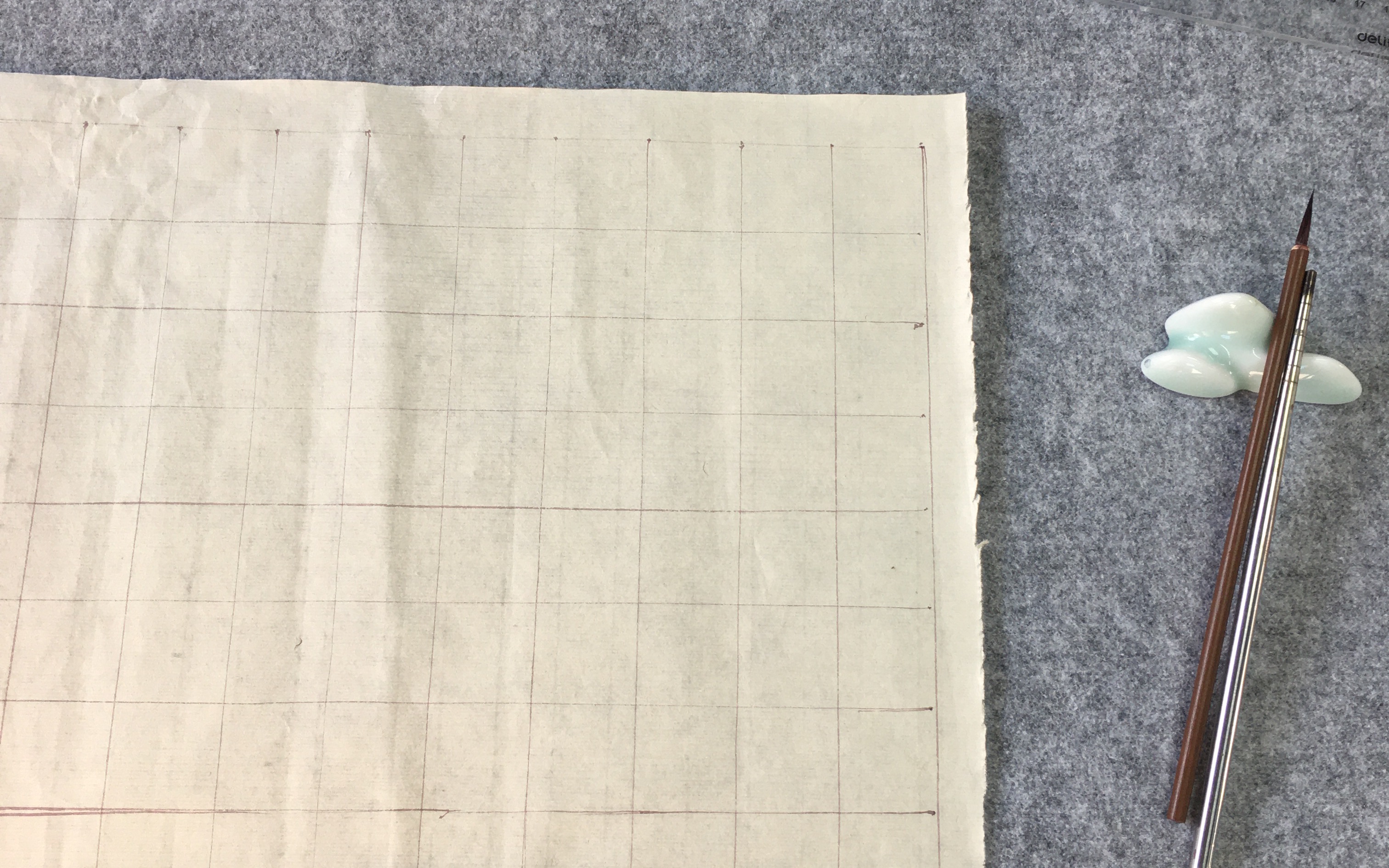 「湖」用毛笔画直线·打界格·界画同理