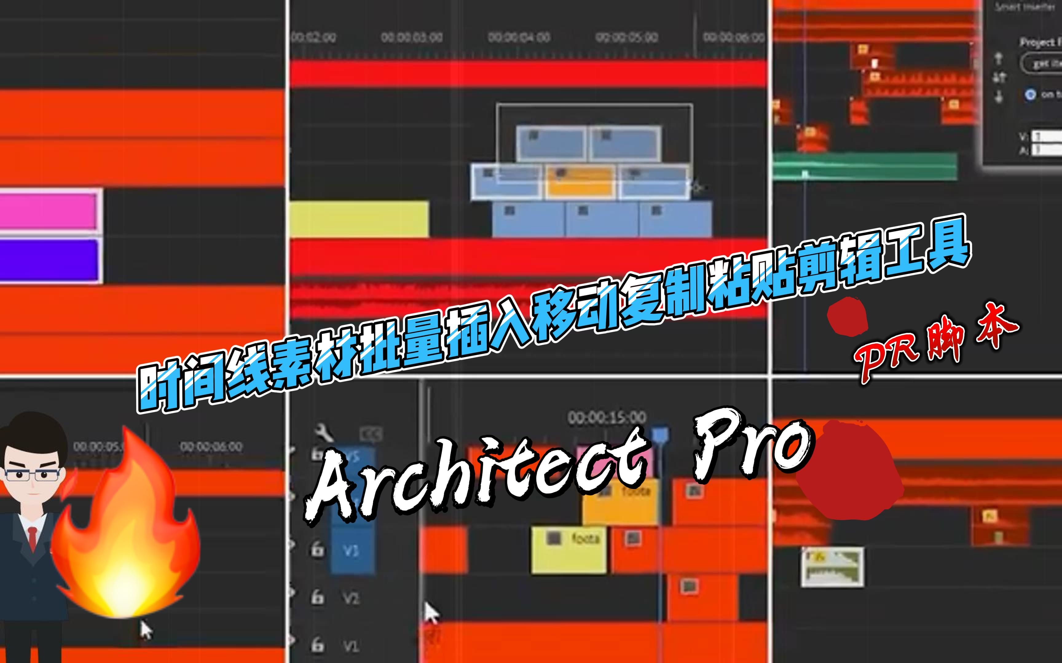 PR脚本-时间线素材批量插入移动复制粘贴剪辑工具 Architect Pro V1.1....