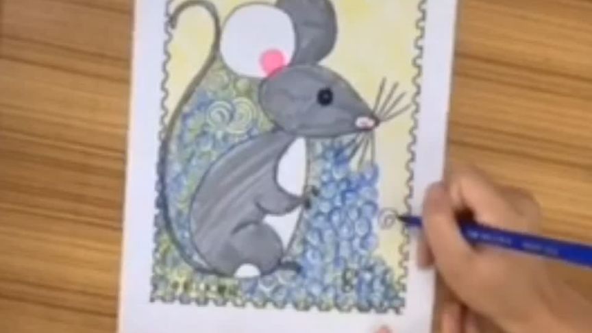 鼠年邮票#绘画 #儿童画