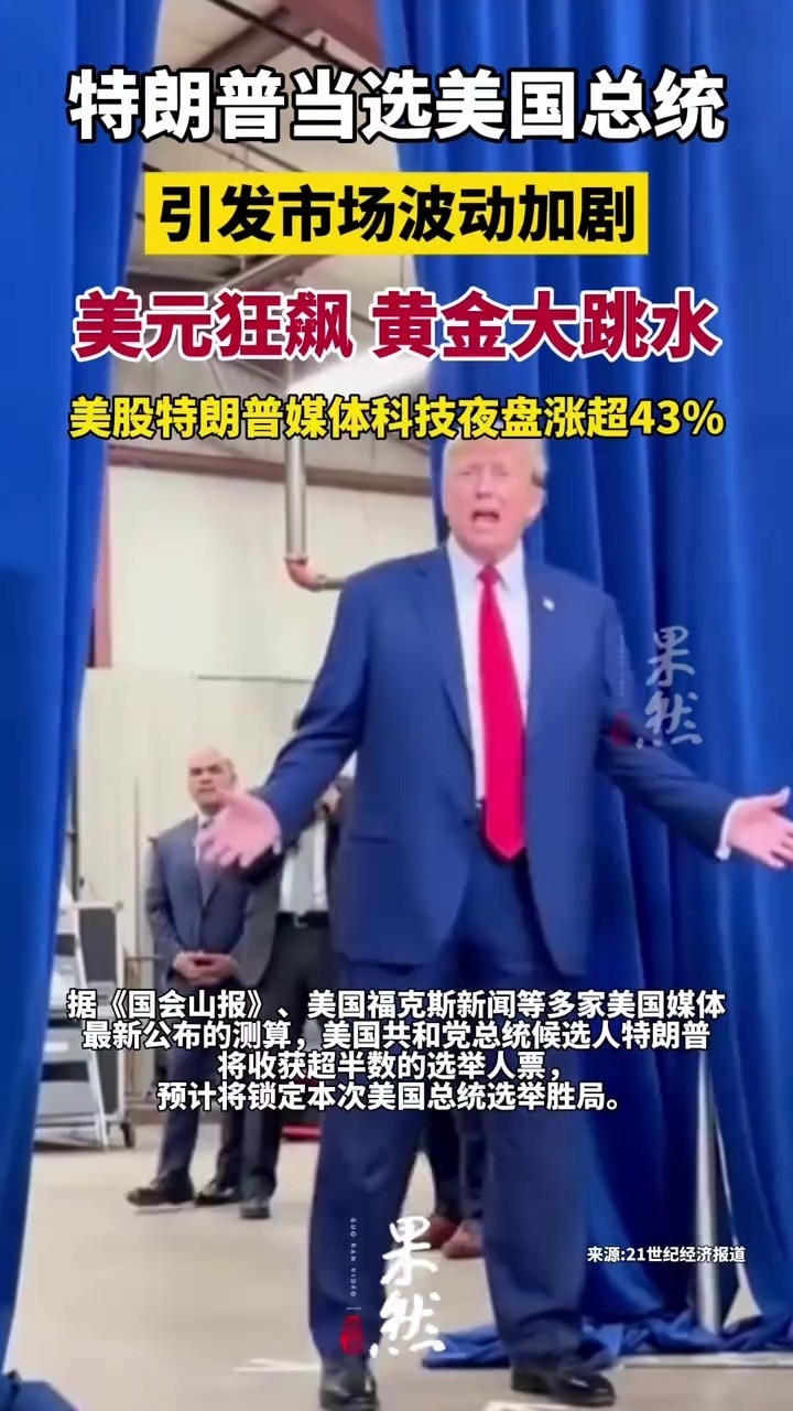 特朗普当选美国总统,引发市场波动加剧