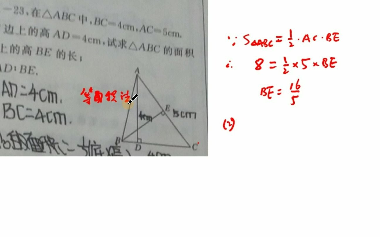 初一下册数学巩固》认识三角形》等面积法