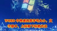 在word中如何快速改变字号大小、居中、上标和下标