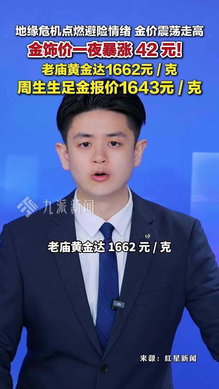 金价震荡走高,金饰价一夜暴涨42元
