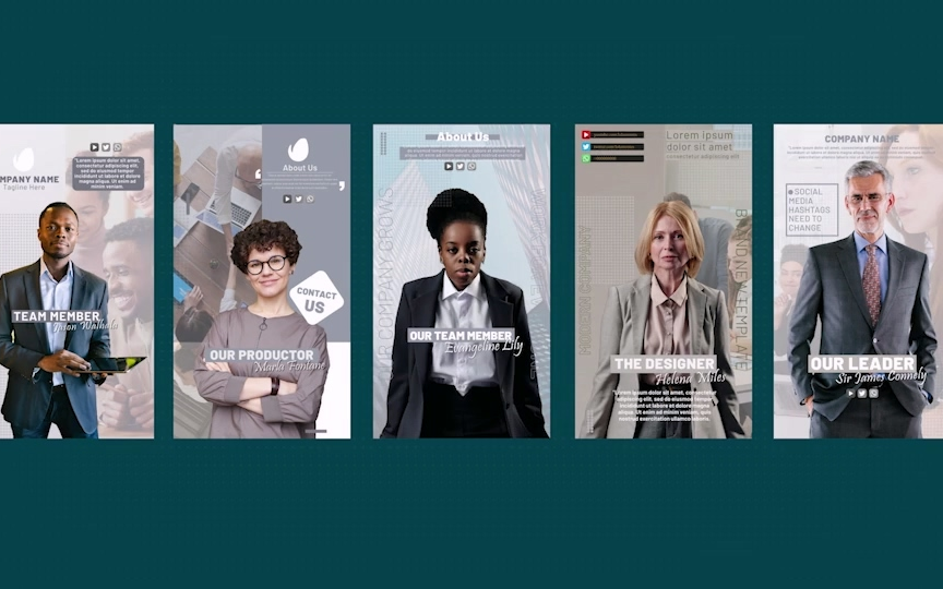 AE模板-商务人物介绍活动宣传单海报 竖屏垂直分辨率开屏广告动态...