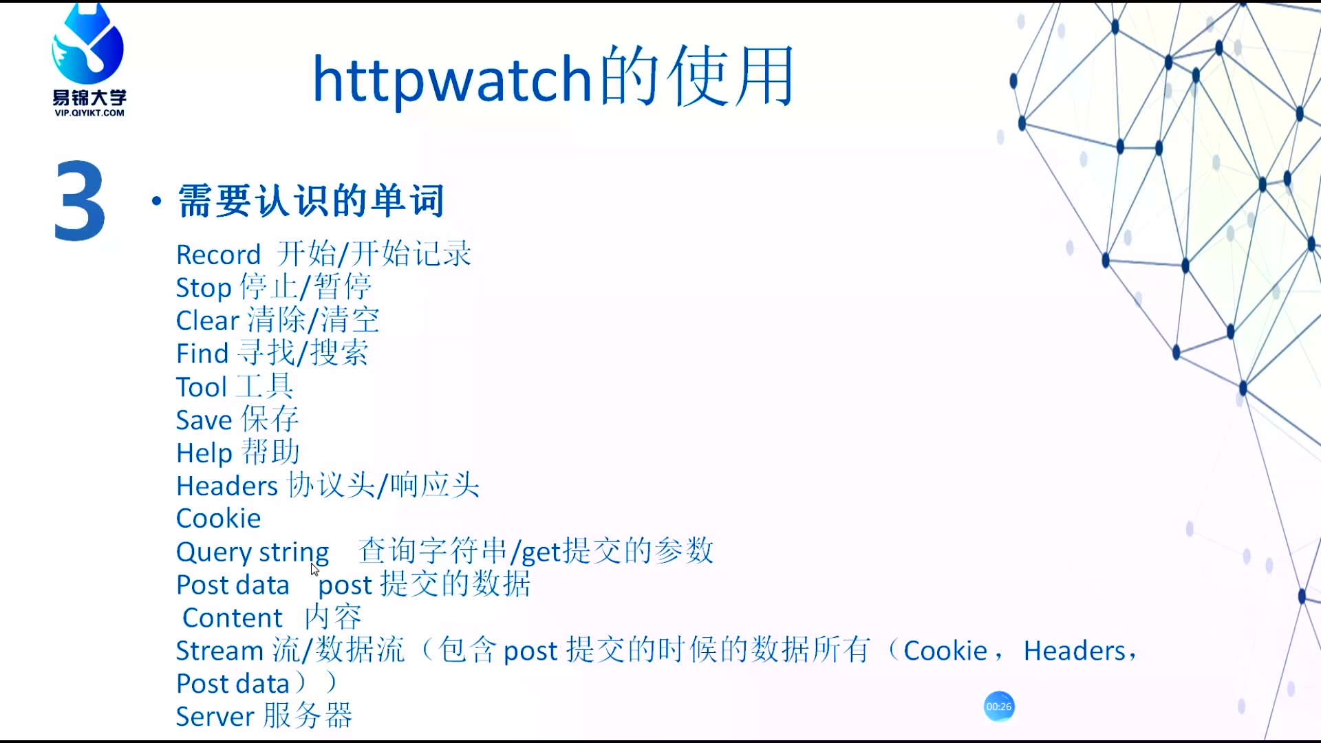 易锦POST入门精品课—3.httpwatch的使用