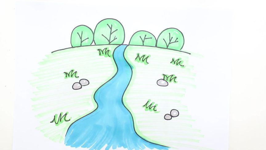草地小河简笔画怎么画