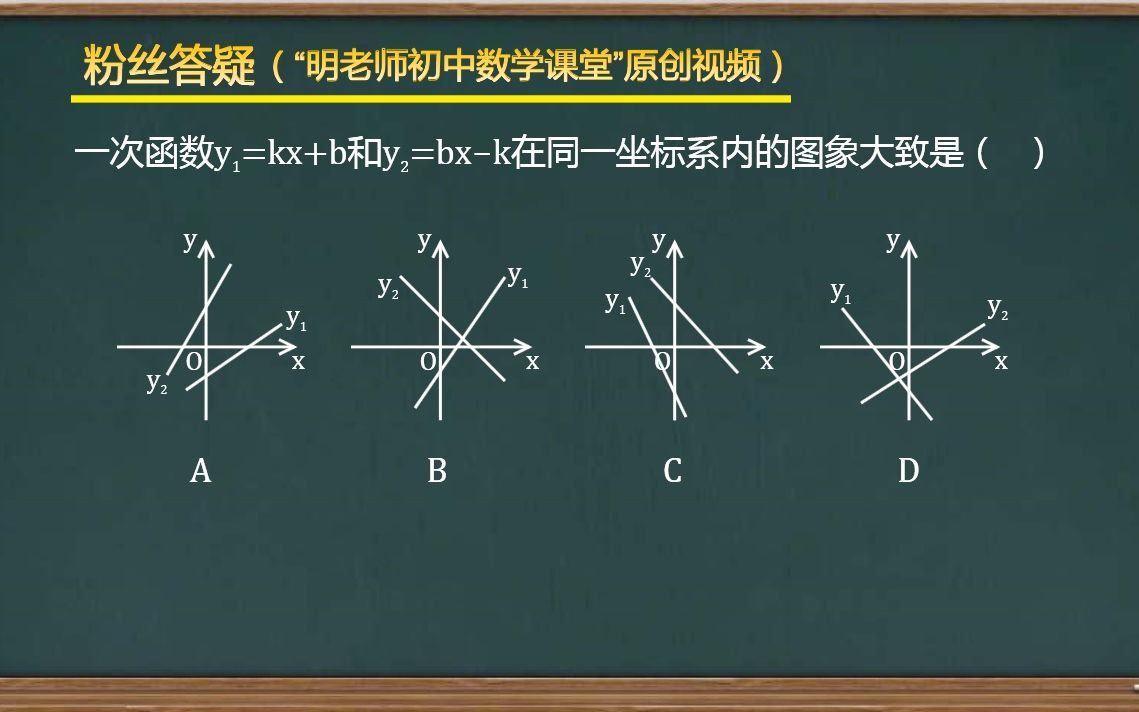 初中数学粉丝答疑183:在同一坐标系中判断两个一次函数的图象位置