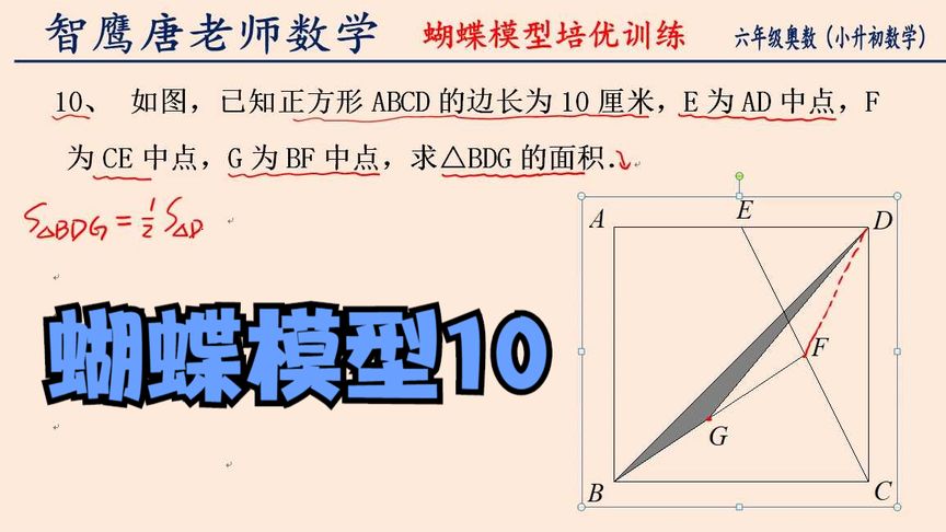 某著名实验外国语学校小升初数学测试真题,蝴蝶模型的几何应用