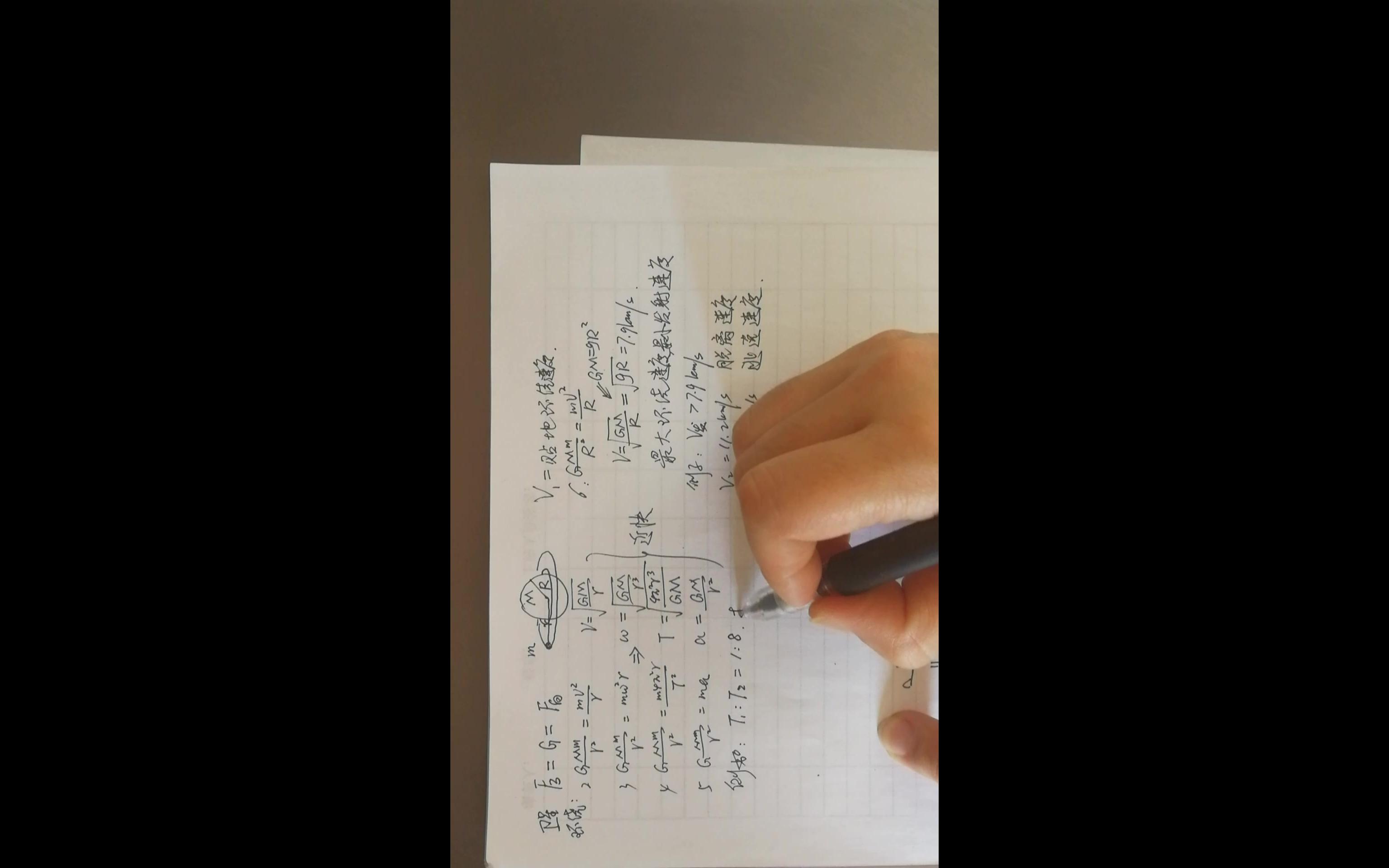 万有引力定律第一宇宙速度推导