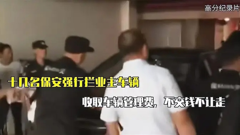 十几名保安强行拦业主车辆,收取车辆管理费,不交钱不让走
