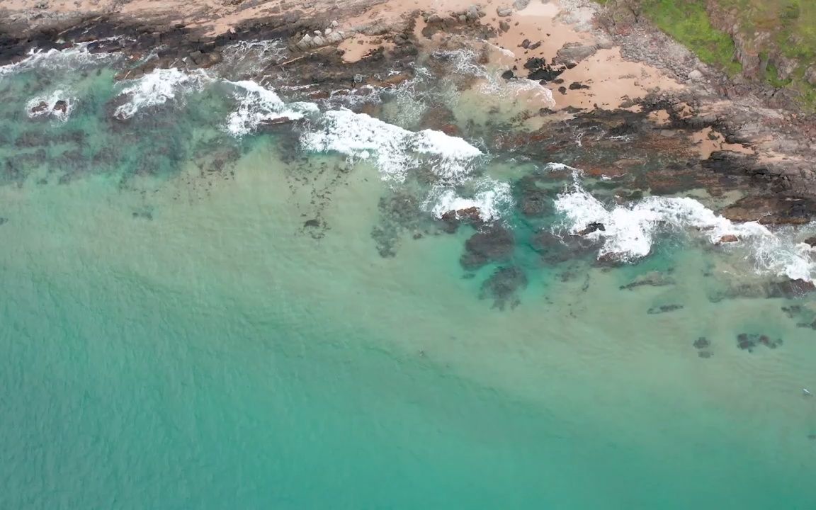 视频素材 ▏h79 大气唯美梦幻蔚蓝海洋海水白色浪花波浪金色沙滩海岸...