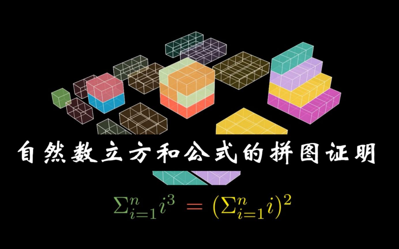 【数学】自然数立方和公式的图形证明(使用manim制作完成)