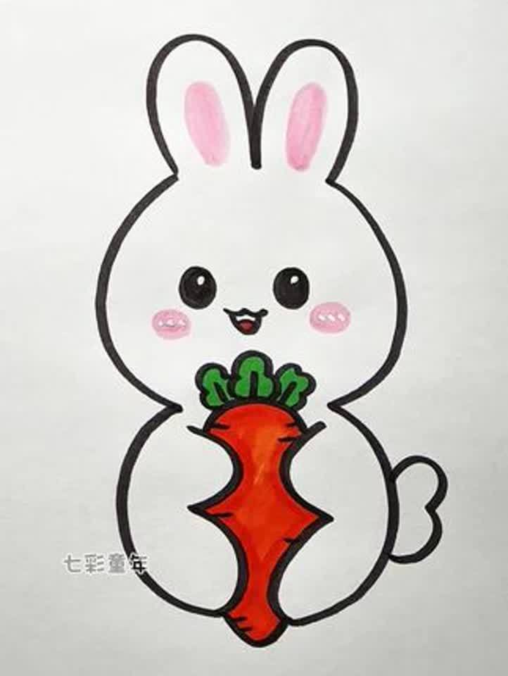 用数字3画小白兔,简单又可爱,快来一起画一画吧!亲子简笔画