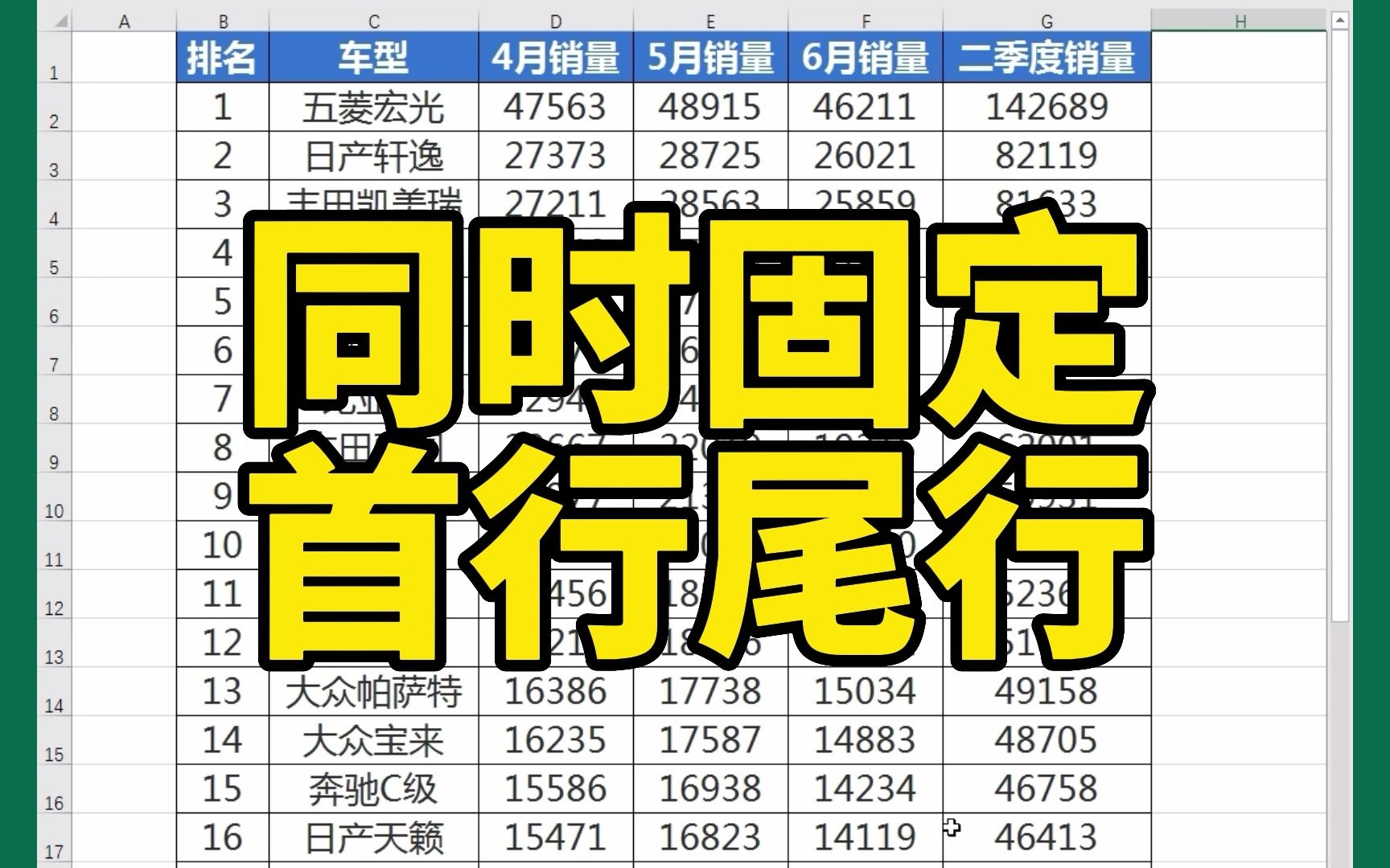 Excel长表格,同时固定首行与尾行的方法与技巧