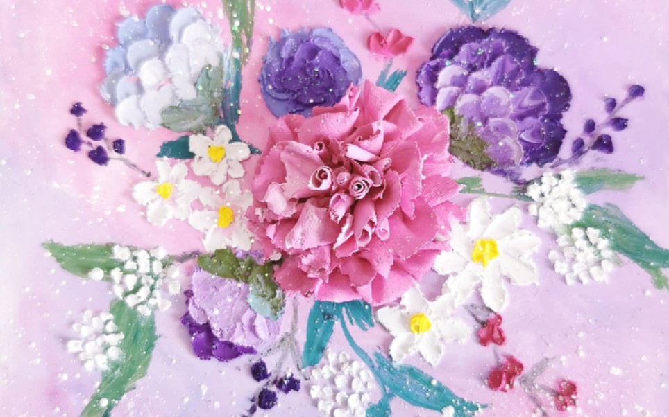 【油画棒】原创油画棒立体花～花好月圆