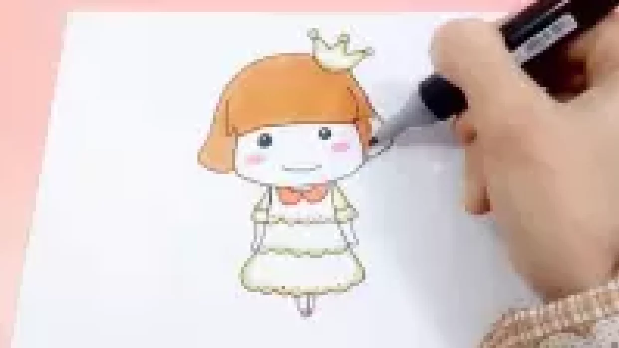 漂亮的小公主简笔画, 画法很简单, 女生看到最后都喜欢不得了