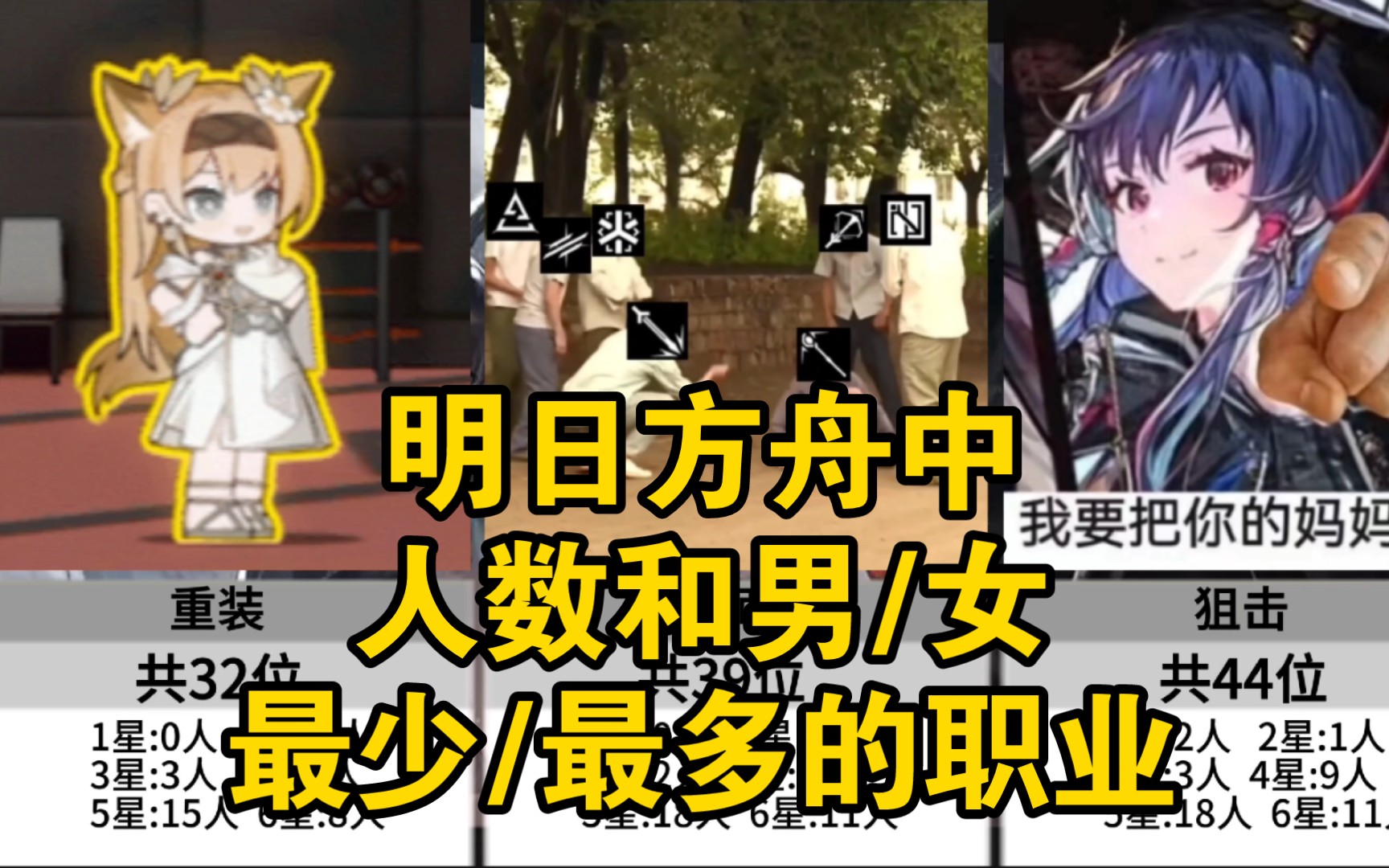 哪个职业的人数和男女数量最多/最少【明日方舟】_明日方舟