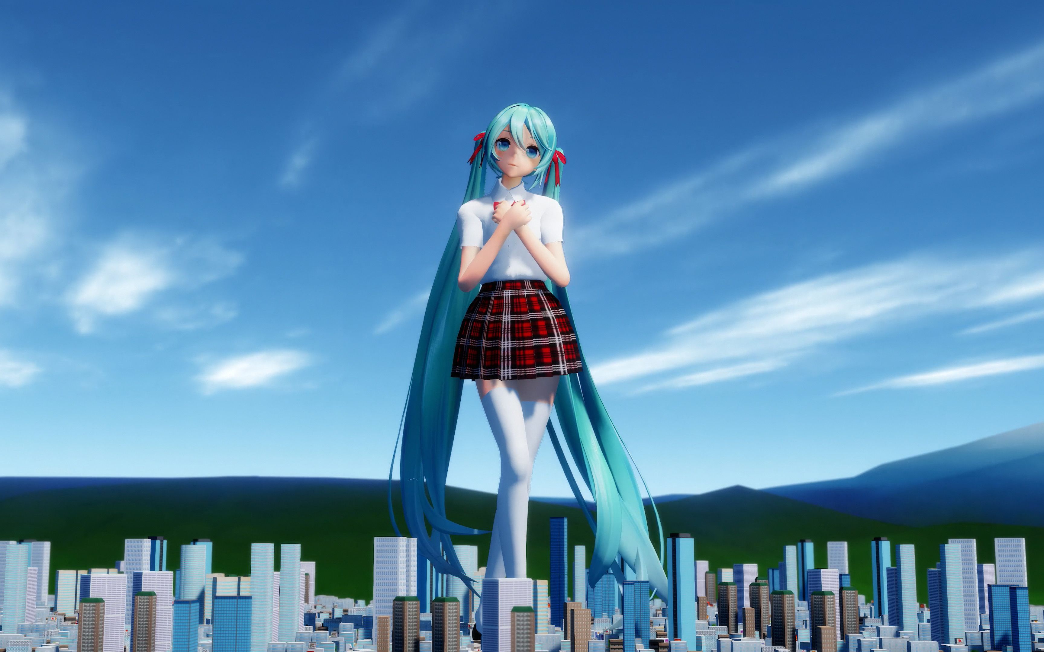 【巨大娘MMD】假扮怪兽的Miku【Giantess Growth】