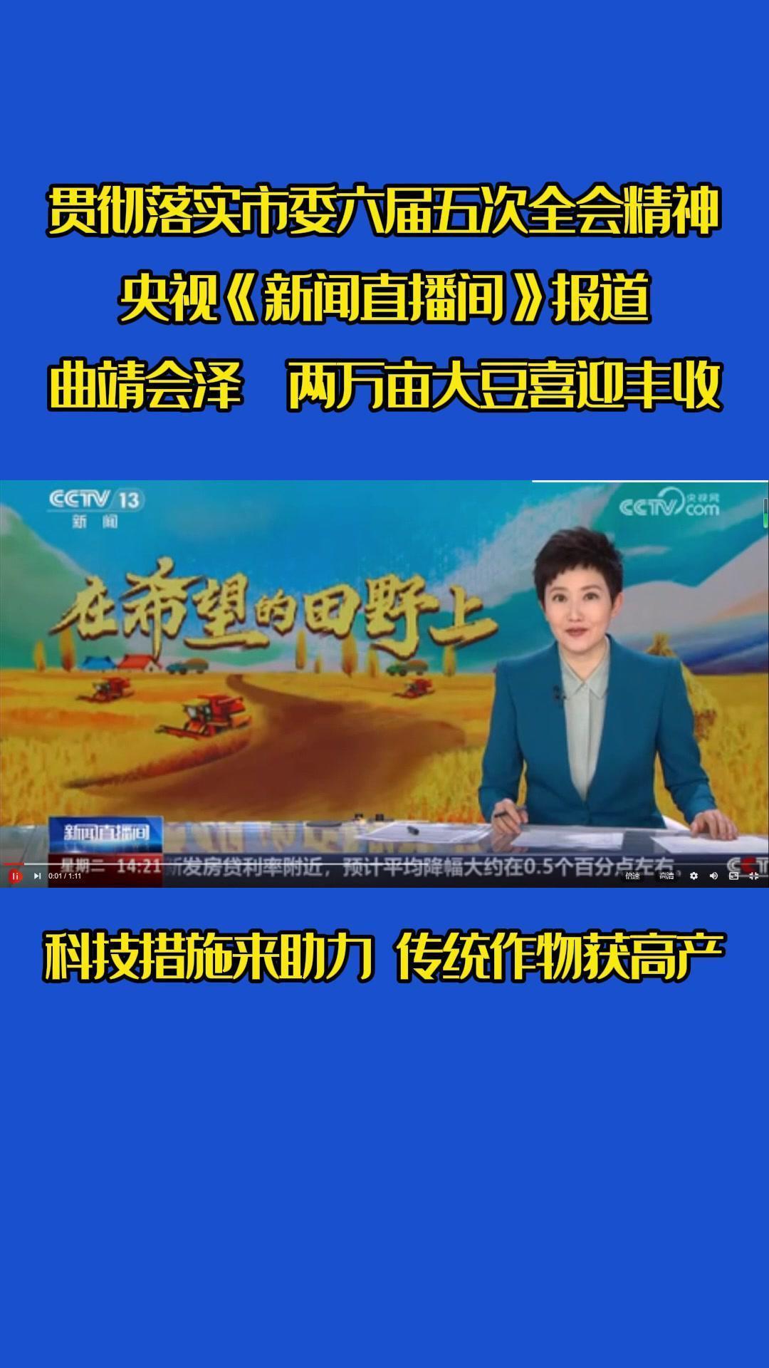 贯彻落实市委六届五次全会精神央视《新闻直播间》报道曲靖会泽两万...