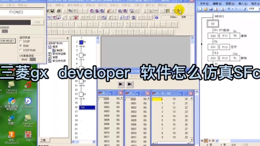 三菱gx developer软件怎么仿真Sfc?