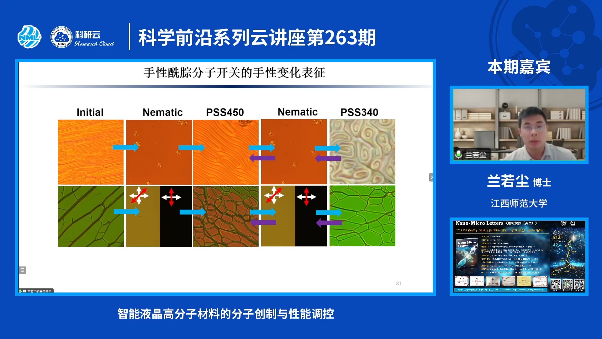 20240826-江西师范大学兰若尘-智能液晶高分子材料的分子创制与性能...