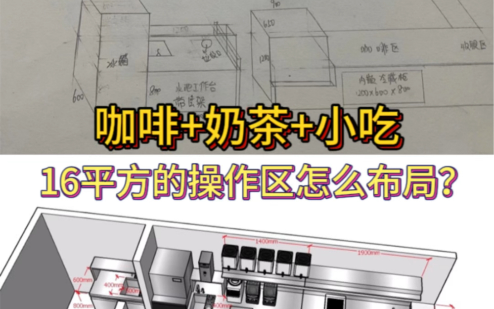 16平方的操作间,做咖啡+奶茶+小吃设备该怎么布局?