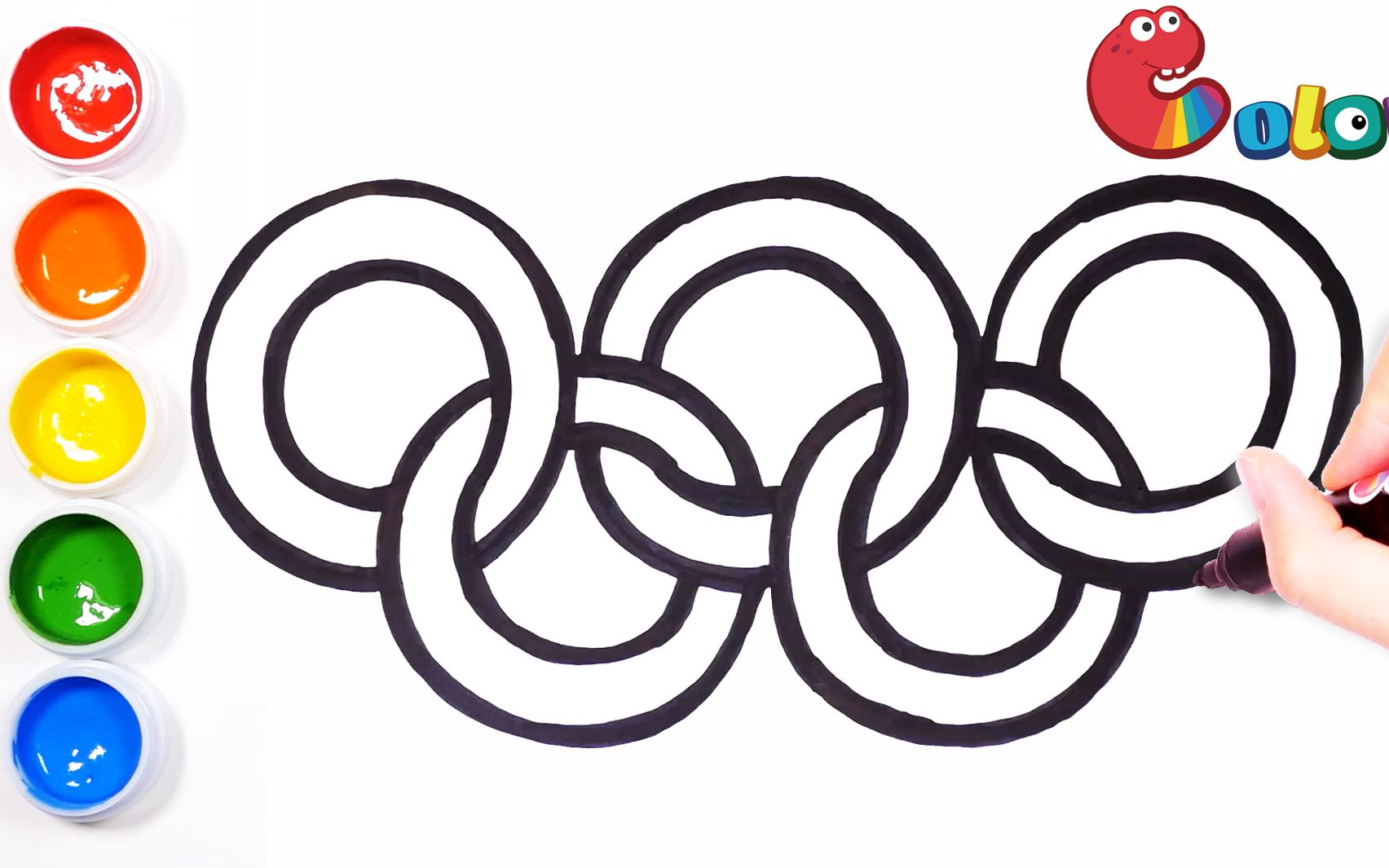 【简笔画】你知道奥运五环标志都有哪5种颜色吗?一起来画一画吧!