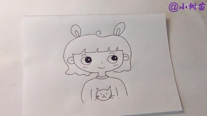 宝宝学画卡通简笔画之人物篇的可爱的小姑娘