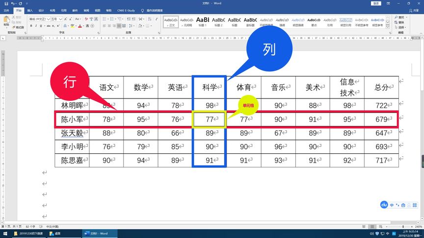 word认识表格