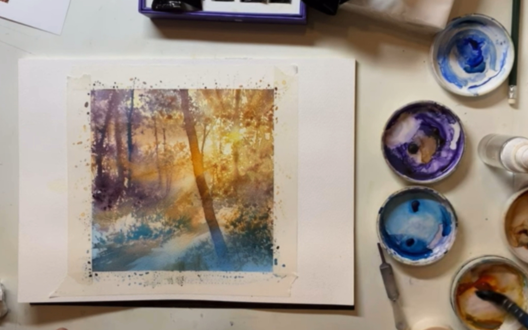 水彩过程演示|写意山水的造色