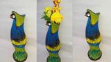 「废物利用DIY」教你学习如何制作漂亮的孔雀花瓶摆件!