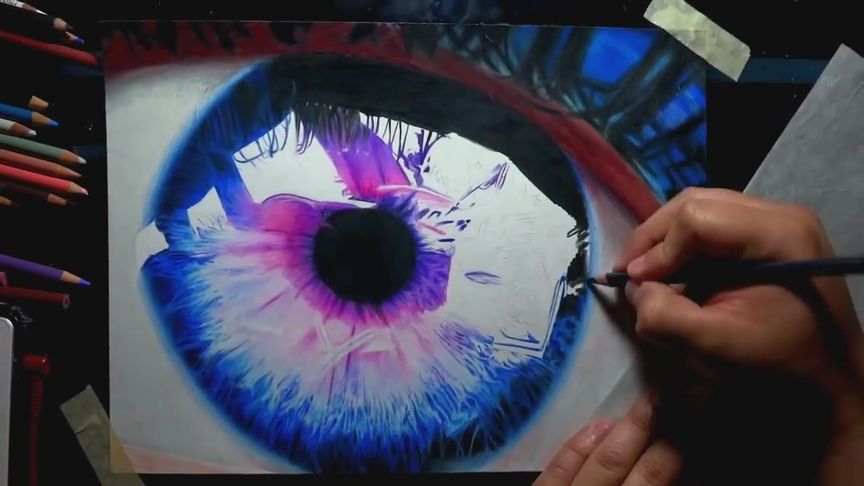 画画教程 逼真的眼睛上色过程