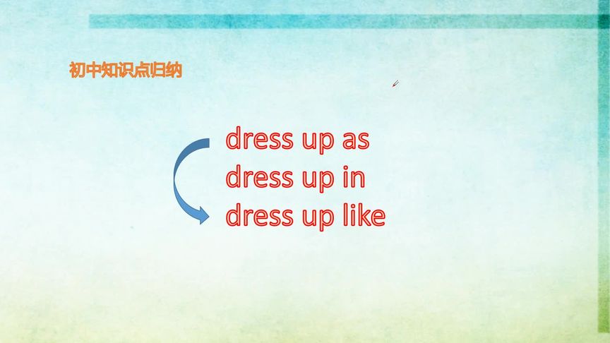 初中知识点归纳:dress up as /dress up in /dress up like
