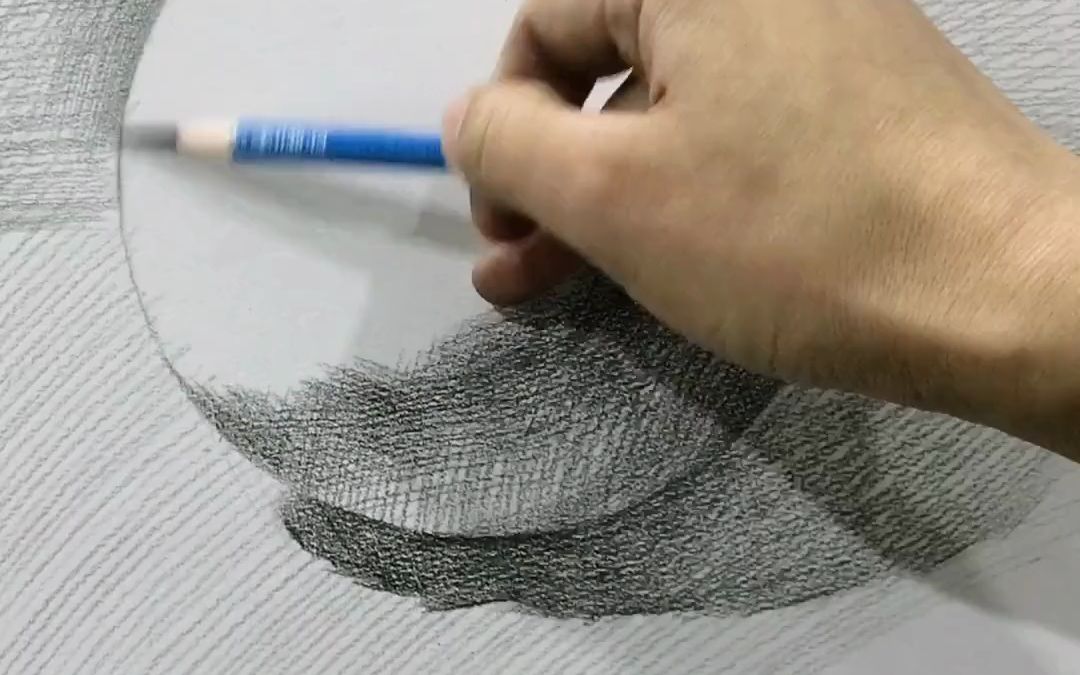 素描静物石膏几何体球体的画法步骤-排线铺色
