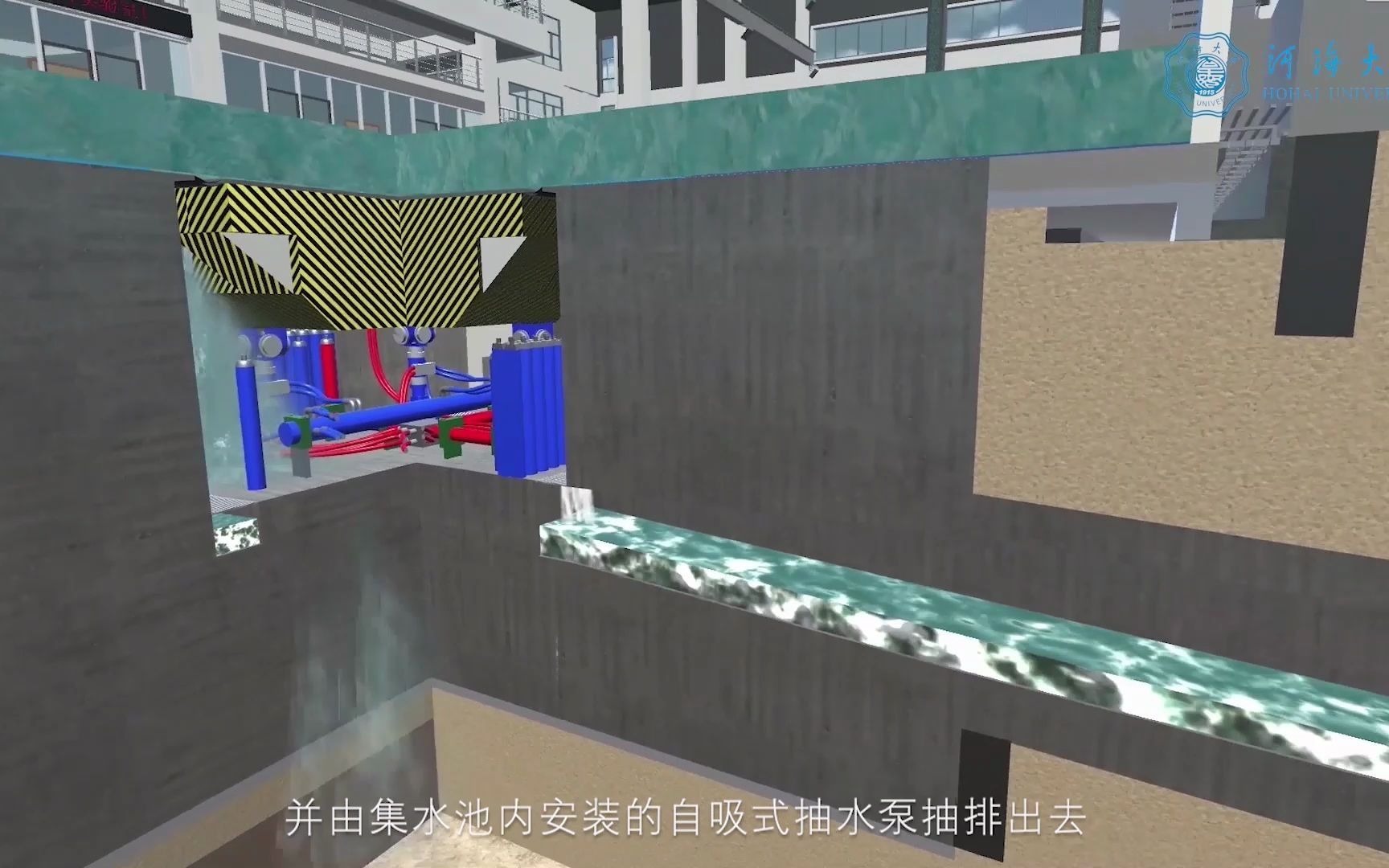 河海大学模拟地震水下振动台关键技术三维可视化展示