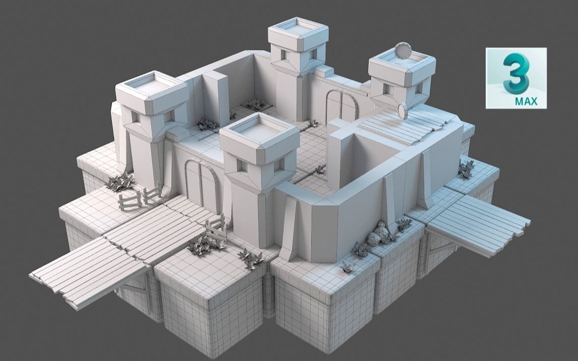 游戏大型场景模型搭建,3dmax干货建模教学,这是你不花钱也能看的教程