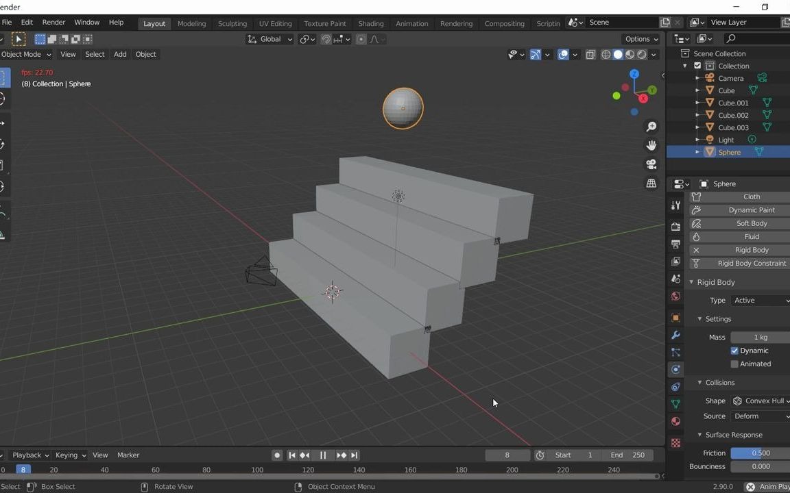 【blender2.9中文讲解教程】自由落体物体碰撞碎裂特效-rig刚体物理...