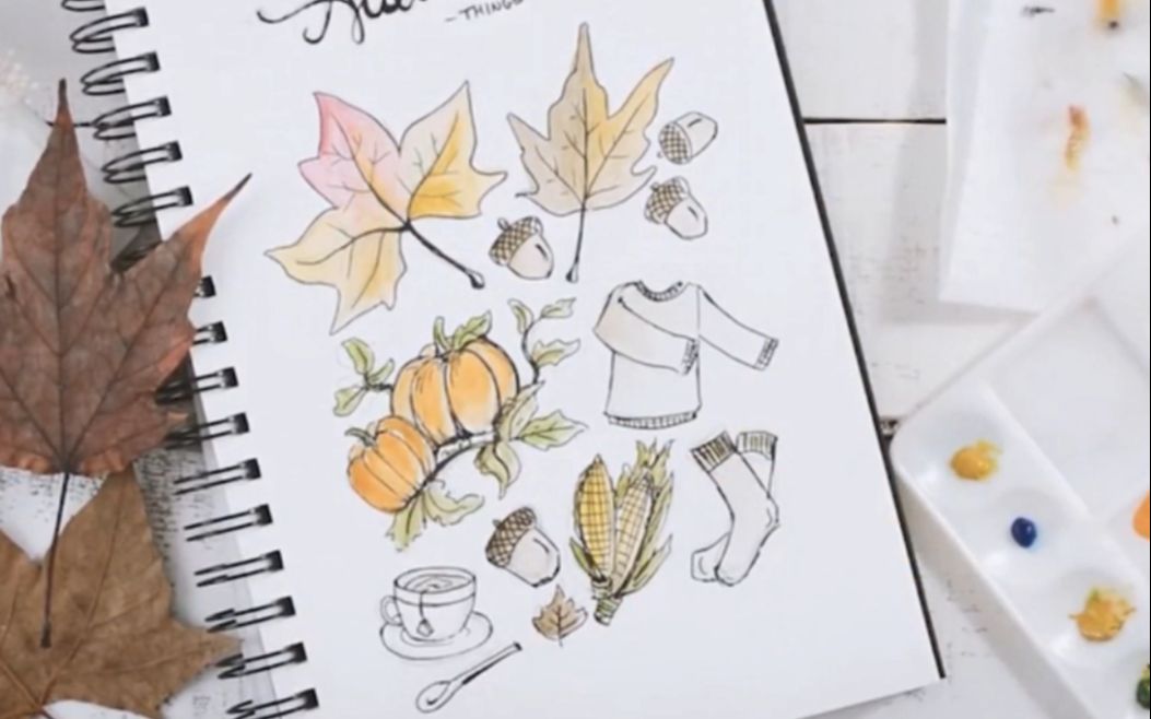 儿童创意树叶简笔画,你的一点点创意,造出最美的一叶知秋