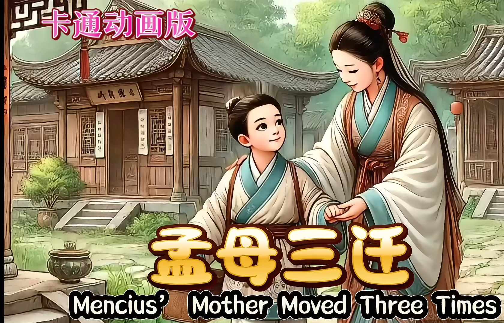 卡通动画版孟母三迁,用英语讲中国故事,英语演讲