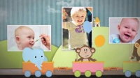 3615 可爱卡通儿童婴儿出生纪念日相册照片展示栏目开场