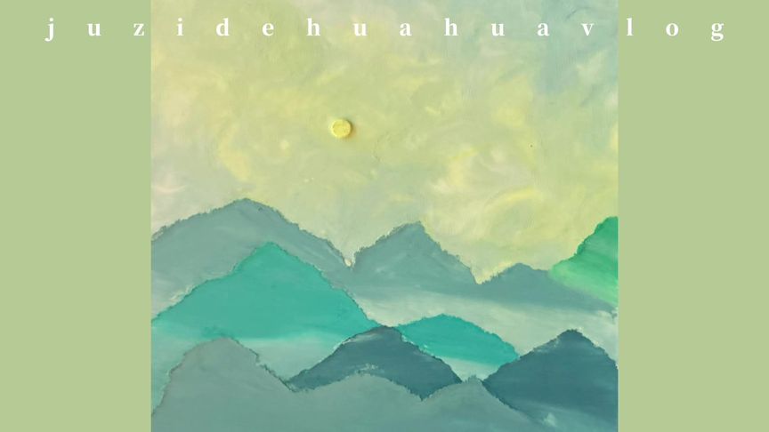油画棒·超级简单古风教程.#油画棒风景画 #油画入门教程