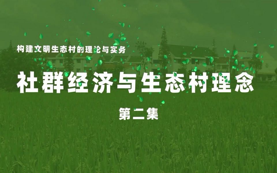 50.社群经济与生态村理念(第二集)