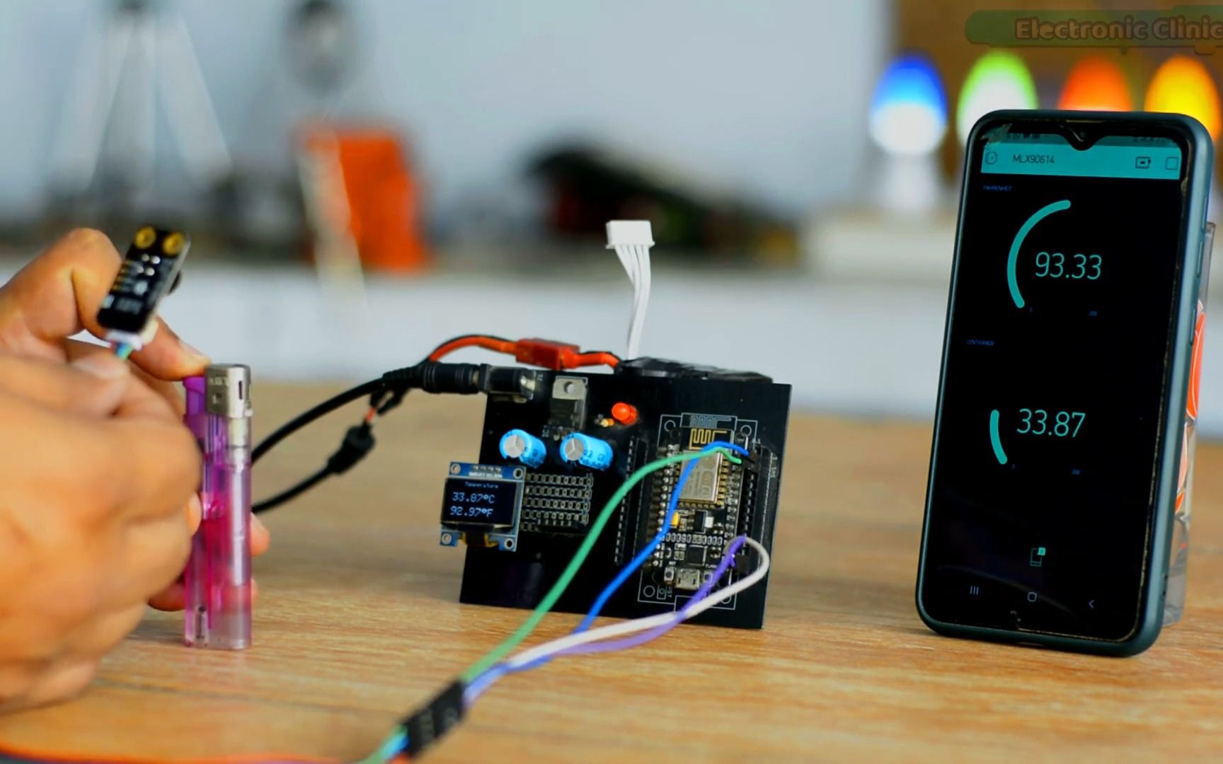ESP8266 MLX90614 非接触式红外温度传感器,物联网温度监测