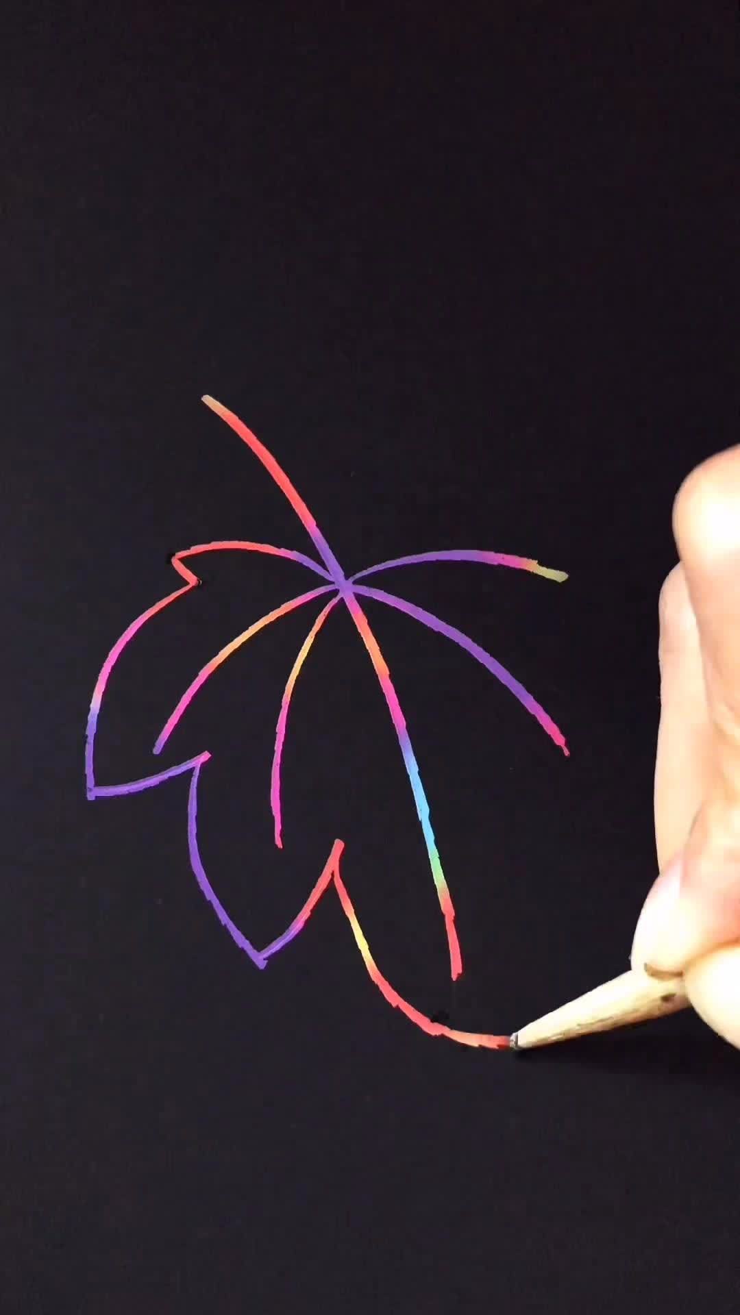 树叶这样画,学不会你打我#简笔画 #一起学画画