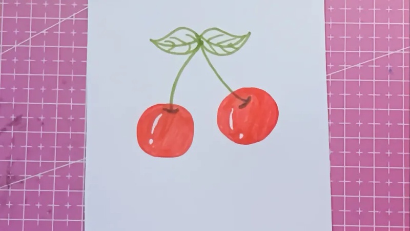 简笔画:可爱的樱桃简笔画画法,太简单了