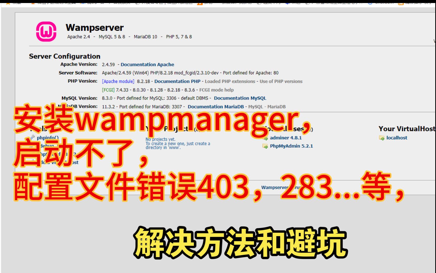 安装wampserver无法启动,配置文件错误,解决方法和避坑,附文件