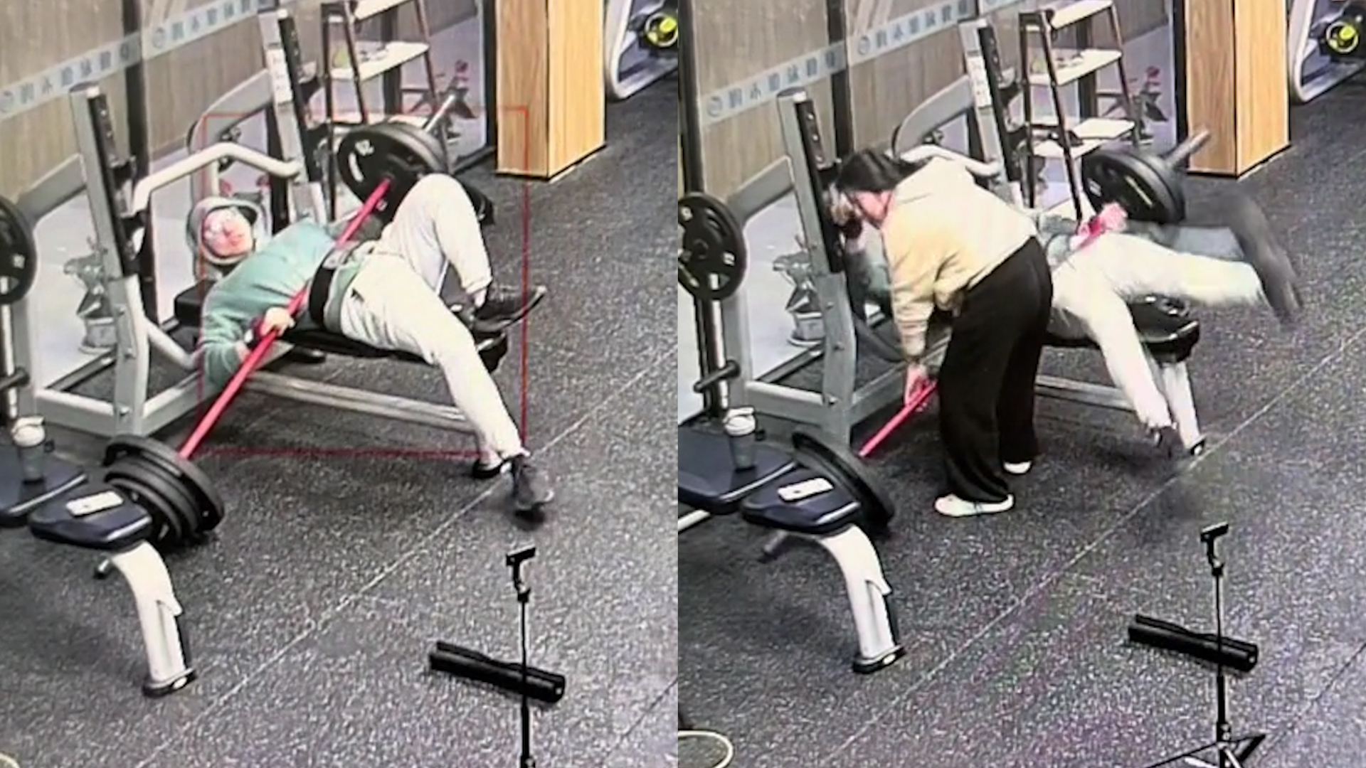 男子卧推110公斤杠铃被压,快窒息时被女子搭救:当场就想给她跪下