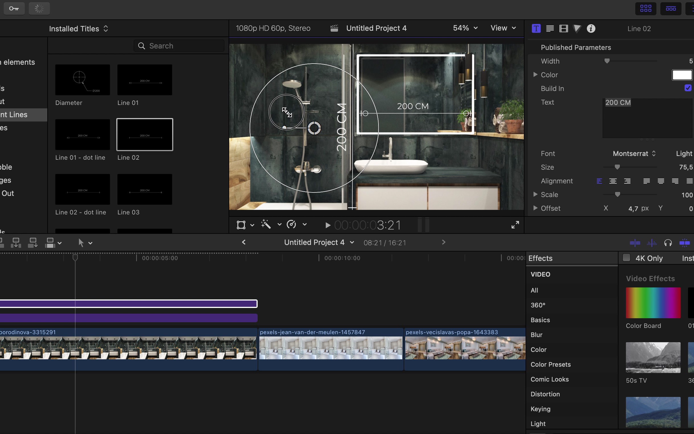 FCPX插件-20个长宽高线条测量尺寸标注动画-视频教程