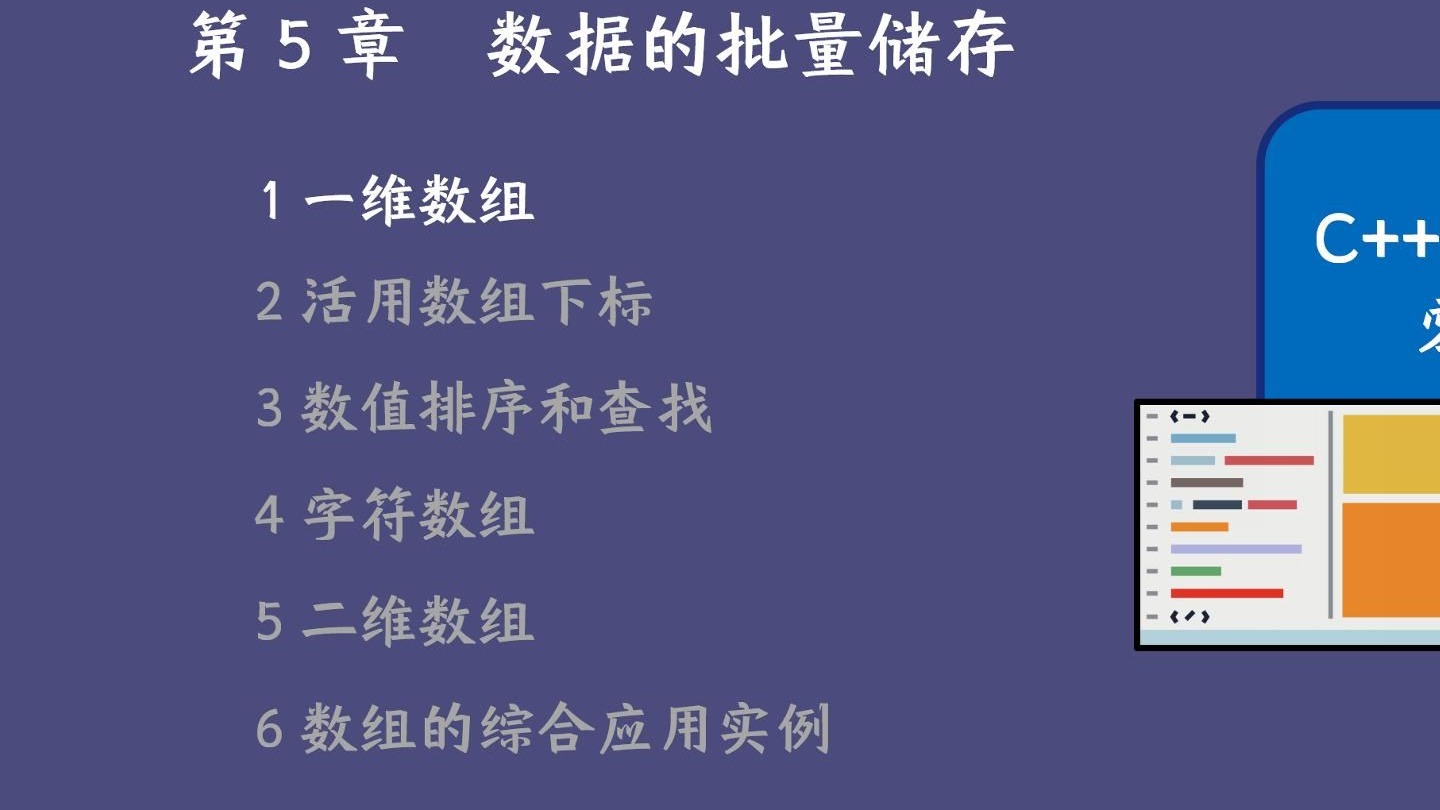 《C++入门课程》 第17讲 一维数组