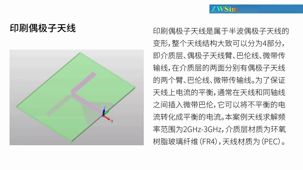 中望电磁仿真——印刷偶极子天线